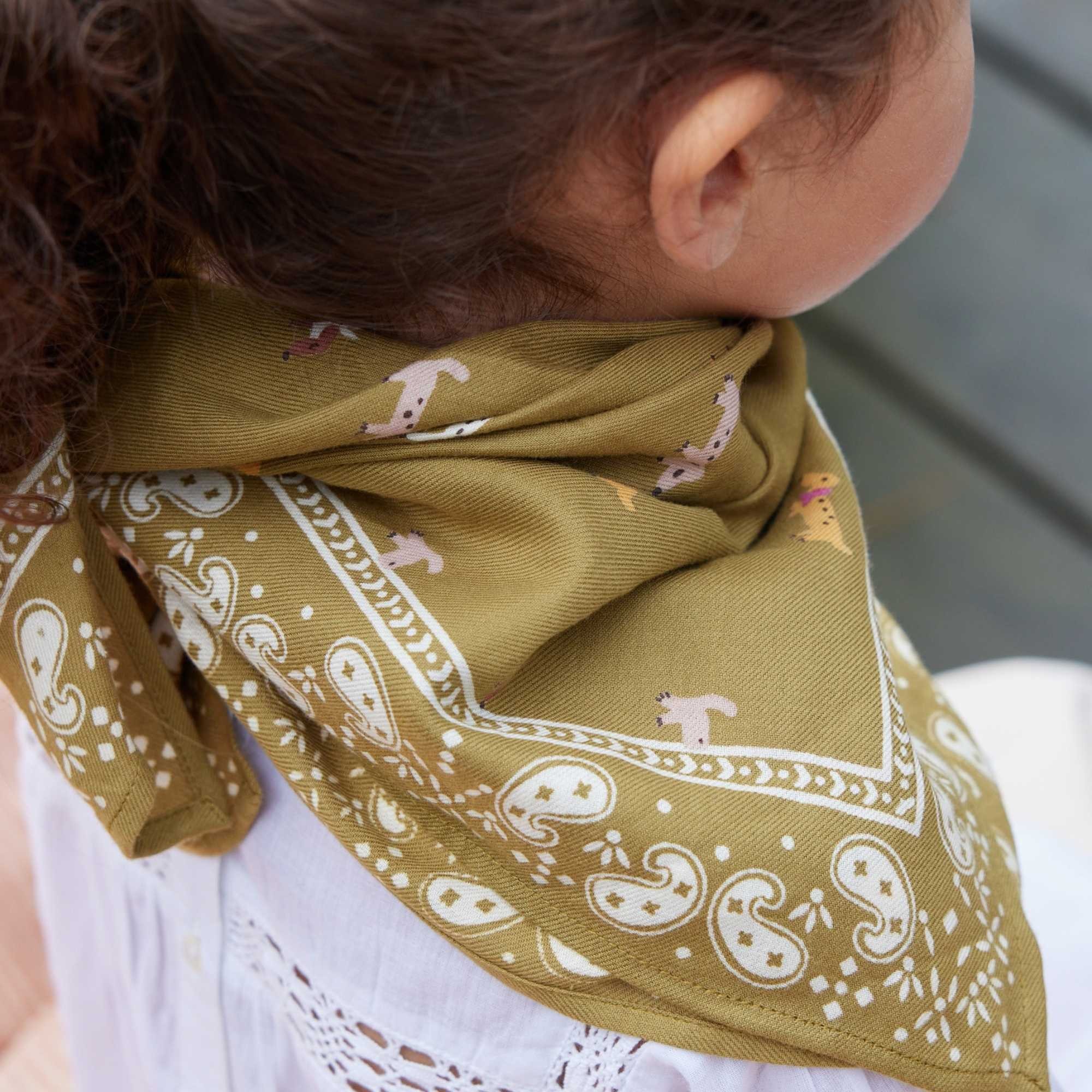 Foulard Indien Enfant - Teckel Olive